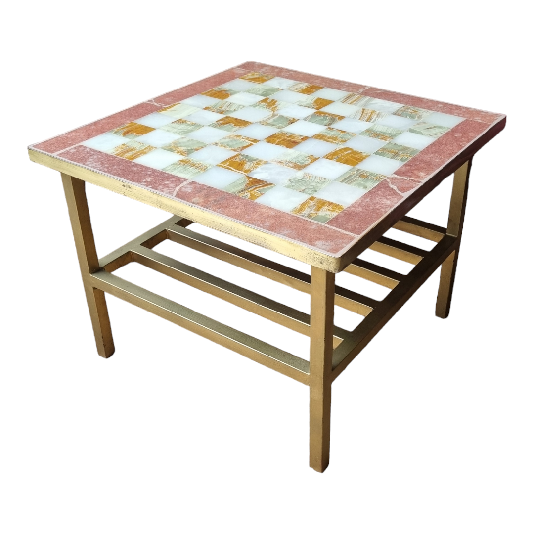 VINTAGE MARBLE ONYX CHESS GAMES COFFEE TABLE – Vintage Upcycle