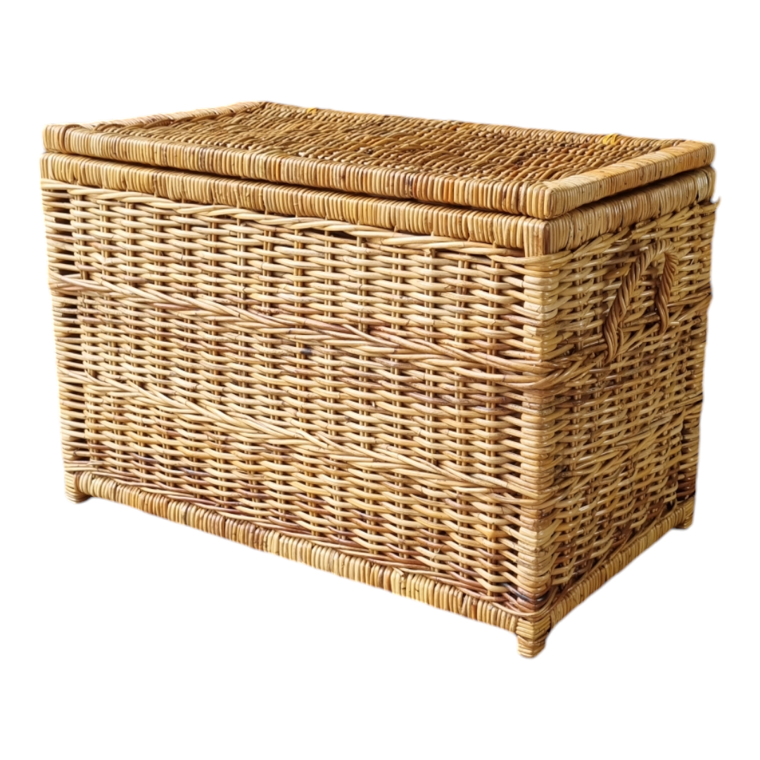 LARGE WICKER STORAGE TRUNK BLANKET BOX CHEST – Vintage Upcycle